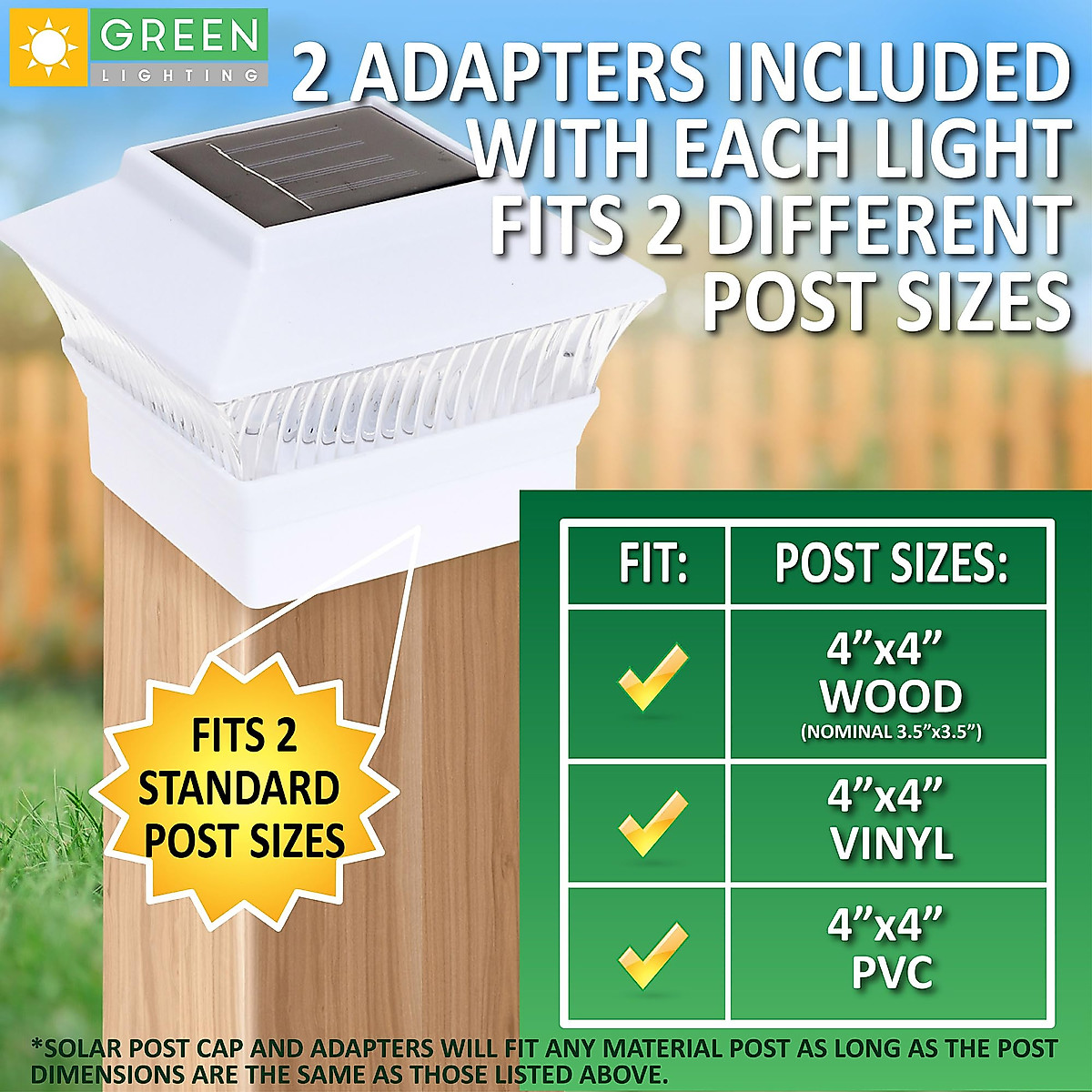 GreenLighting Standard #1 4x4 Solar Post Cap Lights - 4x4 Post Caps for 4x4 Nominal Wood, Vinyl/PVC Fence Solar Post Lights Outdoor Waterproof - Solar Deck Post Lights (White, 12 Pack)