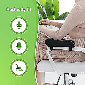 LargeLeaf Chair Ergonomic Armrest Cooling Gel Pads Elbow Pillow Pressure Relief Office Chair Gaming Chair armrest with Memory Foam armrest Pads 2-Piece Set of Chair (Gel+ Memory Foam)
