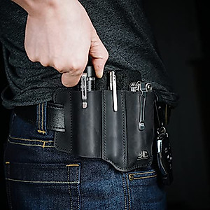 VIPERADE PJ29 Multitool Sheath for Belt, Leather EDC Pocket Organizer for Men, EDC Leather Sheath, Flashlight and Multitool Sheath, EDC Belt Organizer