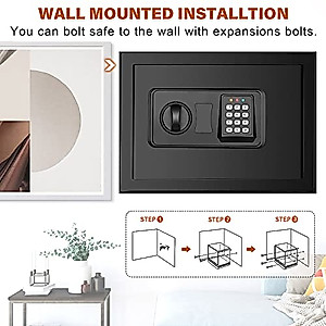 1.0 Cubic Safe Box Fireproof Waterproof with Digital Keypad Key, Anti-Theft Fireproof Safe with Fireproof Money Bag, Security Home Safe for Pistol Money Medicine Important Documents