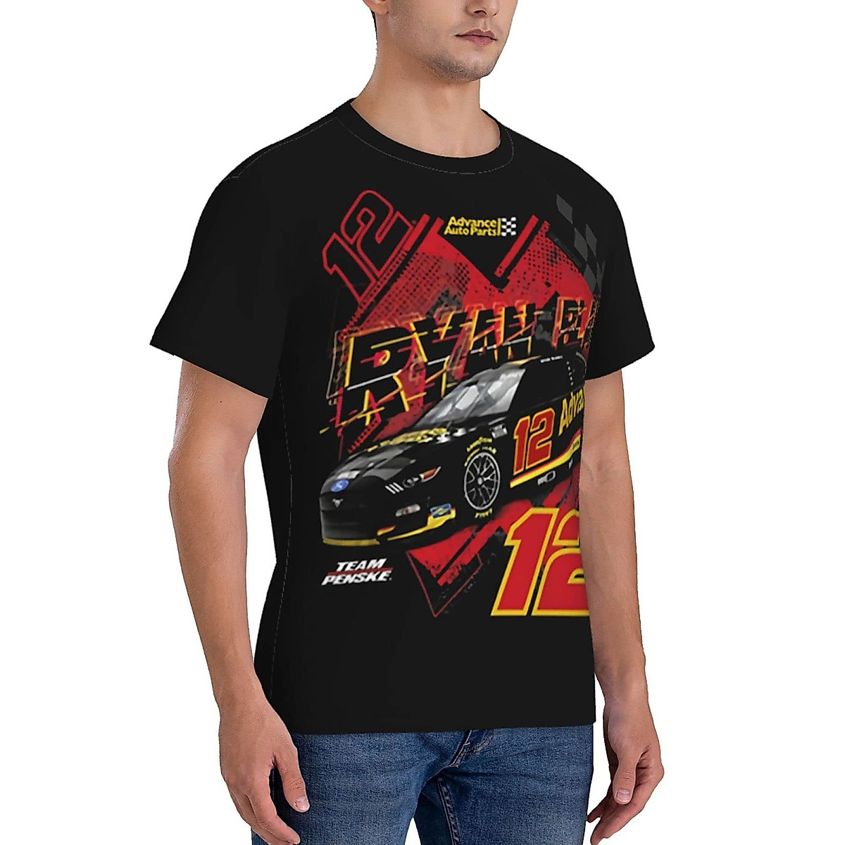 Ryan Blaney 12 Men's T-Shirt Crewneck T-Shirt Tight Sport Short Sleeve Classic Printing Performance