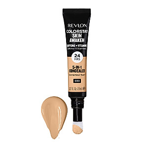 Revlon ColorStay Skin Awaken 5-in-1 Concealer, Lightweight, Creamy Longlasting Face Makeup with Caffeine & Vitamin C, For Imperfections, Dark Circles & Redness, 030 Light Medium, 0.27 fl oz