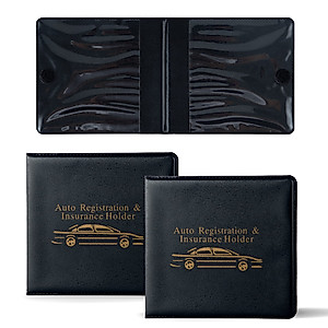 GaRhomxy Car Insurance and Registration Holder, ID Insurance Card and Registration Holder, Car Interior Accessories, Case Wallet for Auto Document Organizers (Black) - 2 Pack
