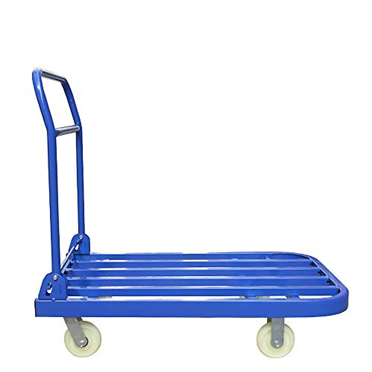 Teerwere Portable Folding Handcart Portable Folding Hand Trolley 360° Rotating Cart for Luggage Personal Travel Shopping Auto Moving Multi Function Folding Handcart (Color : Blue, Size : 120X65CM)