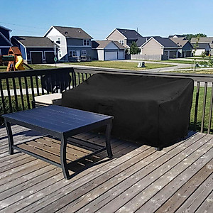 Taufey Patio Bench Loveseat Cover, Heavy Duty and 100% Waterproof Outdoor Sofa Cover, Lawn Patio Furniture Covers with Air Vent - Medium(Standard), Black