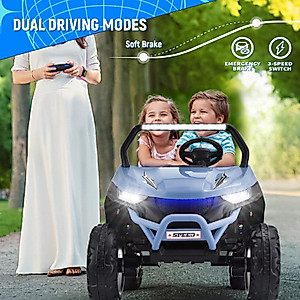 Joywhale 24V 2 Seater Kids Ride on UTV Car 4WD Powerful Electric Vehicle, with Big Battery, 4x75W Strong Motor, Easy-Drag 4WD, Remote Control, Leather Seat, Soft Brake & Suspension, BW-U20 Pro