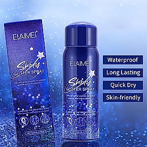 HANYWIL Body Glitter, Glitter Hairspray, Holographic Body Glitter Spray for Skin, Face and Hair, Quick Dry Glitter Spray, Temporary Shiny Spray for Clothes 2.11 Fl.oz