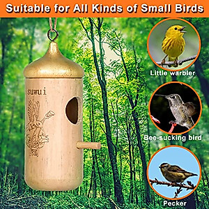 Hummingbird House for Outside, Wooden Hummingbird Houses for Nesting, Natural Humming Bird Nests for Outdoors Hanging, Decoration Gifts for Home Garden Backyard,3 Pack