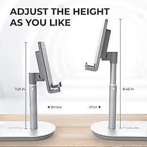 havit Cell Phone and Gaming Headset Stand, Headphone Holder, Adjustable Phone Stands, Aluminum Desktop Headphone Holder for Desk, for 0.55'' Thick Smartphone Kindle Tablet