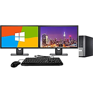 Dell Optiplex 9020 SFF Computer Desktop PC, Intel Core i5 Processor, 16GB Ram, 2TB Hard Drive, WiFi, Bluetooth 4.0, DVD-RW, Dual 24 Inch LCD Monitors Windows 10 Pro (Renewed)