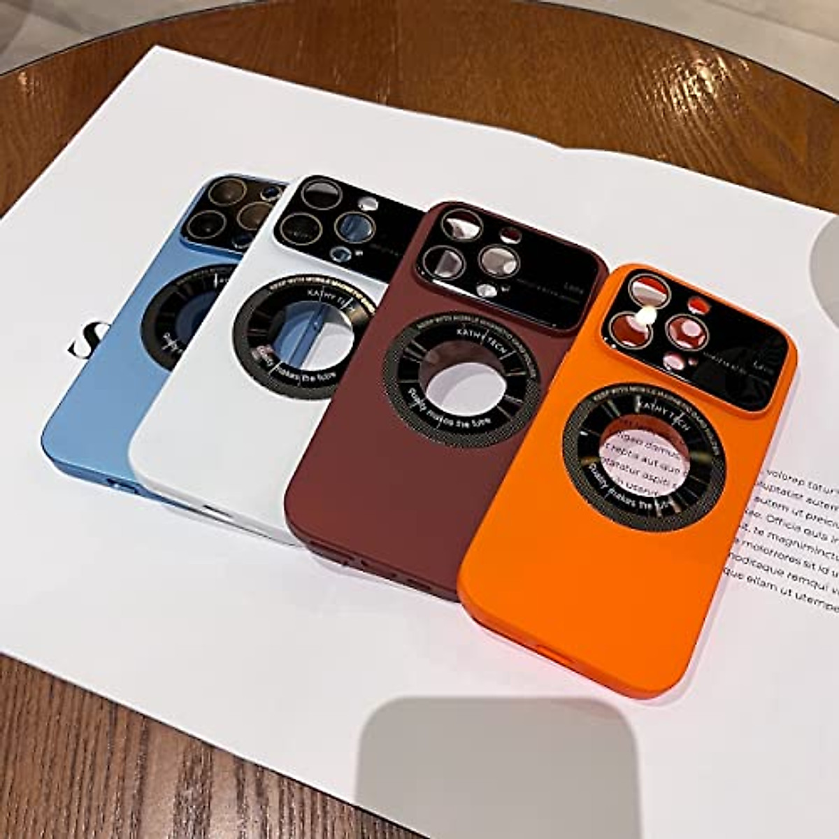 LOOBIVAL Magnetic for iPhone 14 Pro Case Logo View, Window Glass Lens Camera Protector,Compatible with Magsafe, Women Men Hard Shockproof Cases for iPhone 14Pro Slim Matte Cover 6.1 inch (Orange)