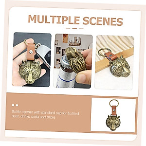 RORPOIR Keychain Tiger Head Corkscrew Zinc Alloy Man Pendant Flat Gifts