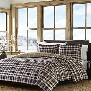 Eddie Bauer - Queen Duvet Cover Set, Reversible Bedding with Matching Shams, Plaid Home Decor for All Seasons (Port Gamble Blue, Queen)