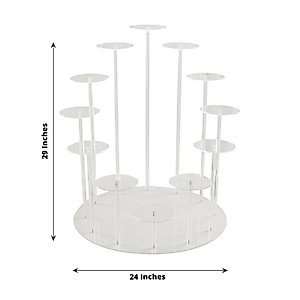 TABLECLOTHSFACTORY 29" Tall 12-Arm Tiered Clear Acrylic Dessert Display Stand, Multi-Layer Round Tray Cupcake Serving Rack