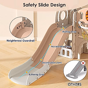 BIERUM 9 in 1 Toddler Slide, Kid Slide for Toddlers Age 1-3 with Ring Toss, Basketball Hoop, and Telescope, Indoor Outdoor Slide Toddler Playset Toddler Playground