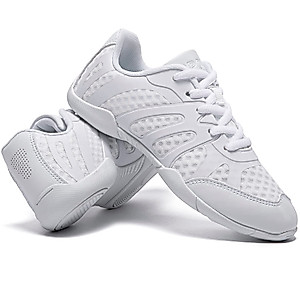 white Cheer Shoes for Womens Cheerleading shoes Girls Youth White Competition Cheerleading Gear Dance Shoe Sports Tennis Training Athletic Flats Breathable Soft comfortable kids cheer sneaker size