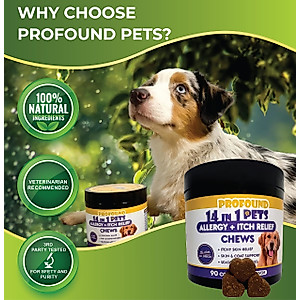Profound Pets Pet Allergy and Itch Relief, Dog Allergy Chews, Intermittent Itchiness, Pet Probiotic, Seasonal Allergies - Anti Itch Support