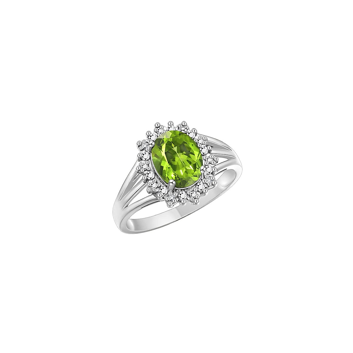Rylos Simply Elegant Beautiful Peridot & Diamond Ring - August Birthstone* Size 7