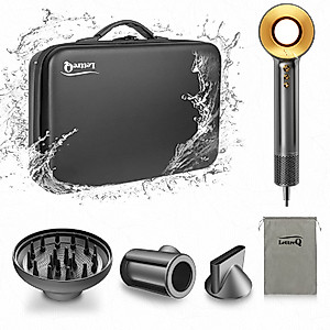 LettreQ Hair Dryer, 1400W Professional Ionic Hair Blow Dryer with Diffuser, Nozzle, Handbag, Constant Temperature, No Heat Damage, Fast Drying, 3 Heating/3 Speed Settings for Home Travel Salon (B)