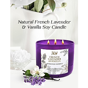 Lavender Vanilla Aromatherapy Candle 3-Wick | Scented Candle for Home | 15.8 oz Large Soy Candle | Relaxing Candle with Long Lasting Fragrance | Decorative Candle Gift for Women