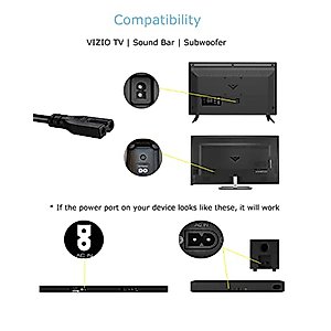 Parthcksi 6Ft 2 Prong Polarized Power Cord Compatible with Arris Router Modem; for Vizio Sharp Sanyo Emerson TV; PS1 PS2 XB DC Console System; for Bose Companion 3 5 Speaker Audio System