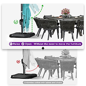 PURPLE LEAF 11.5' X 11.5' Telescopic Patio Umbrella Outdoor Cantilever Umbrella Square Up Down Lifting Offset Umbrella with 360-degree Rotation for Garden Deck Pool Patio Turquiose