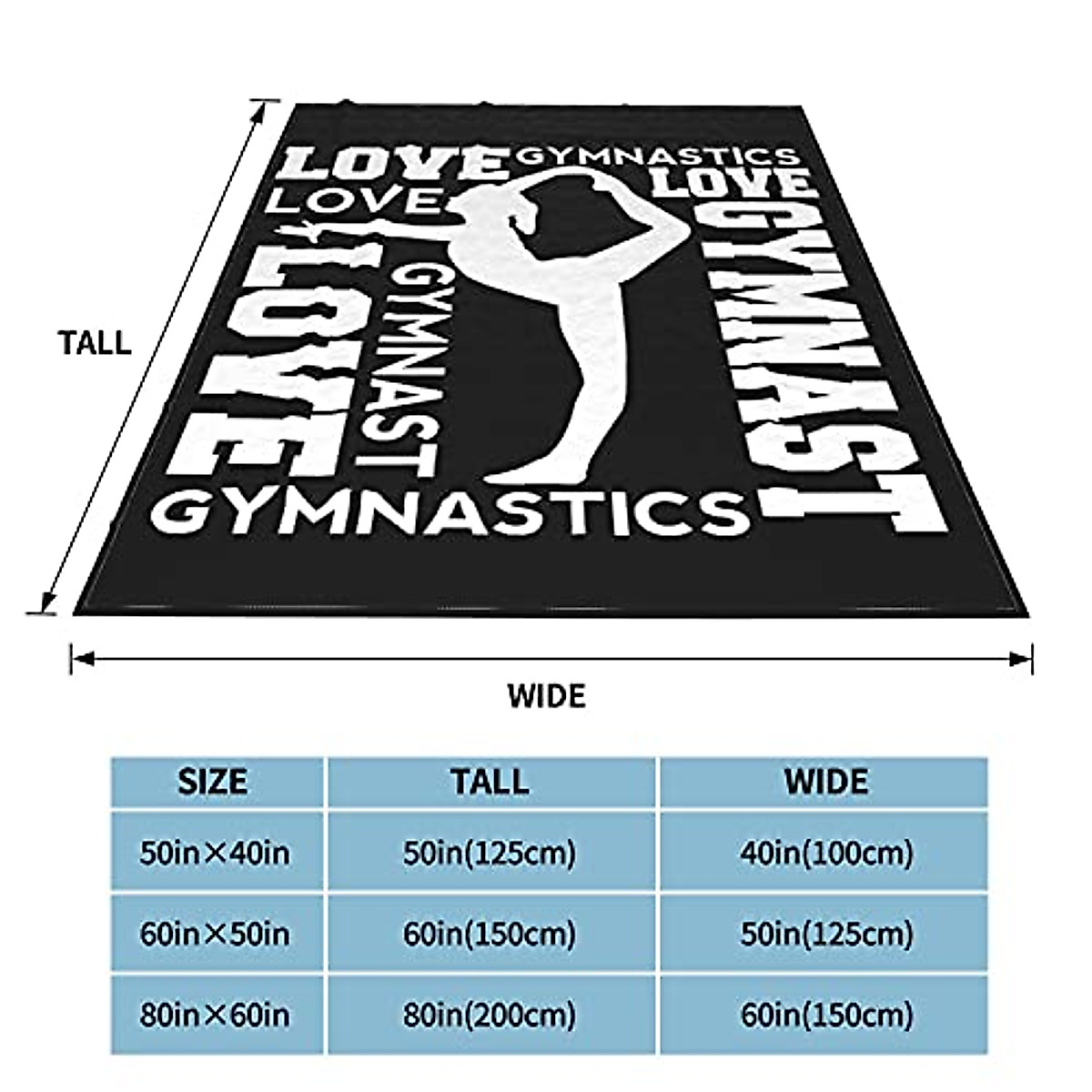 Love Gymnastics Gymnast Throw Blanket Warm Ultra-Soft Micro Fleece Blanket for Bed Couch Living Room Decoration