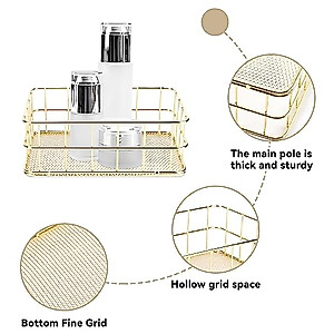 Desktop Metal Storage Basket, Gold Grid Storage Tray Net Basket Storage Bins Fruit Basket Home Decoration Ornaments(S)