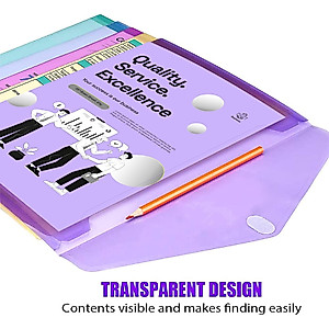 Sooez 32 Pack Plastic Envelopes Poly Envelopes, Clear Document Folders Plastic File Folders US Letter A4 Size File Envelopes, Waterproof Envelope Folders with Closure, Assorted Color