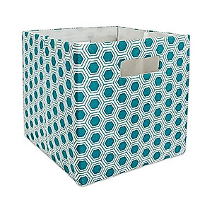 DII Collapsible Polyester Storage Cube, Honeycomb, Teal, Large