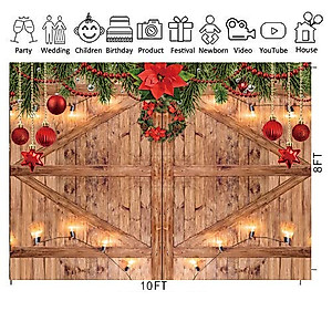 CYLYH 10x8FT Christmas Backdrop New Year Party Background Barn Door Backdrop Family Party Christmas Decoration Background Photo Studio Props D507
