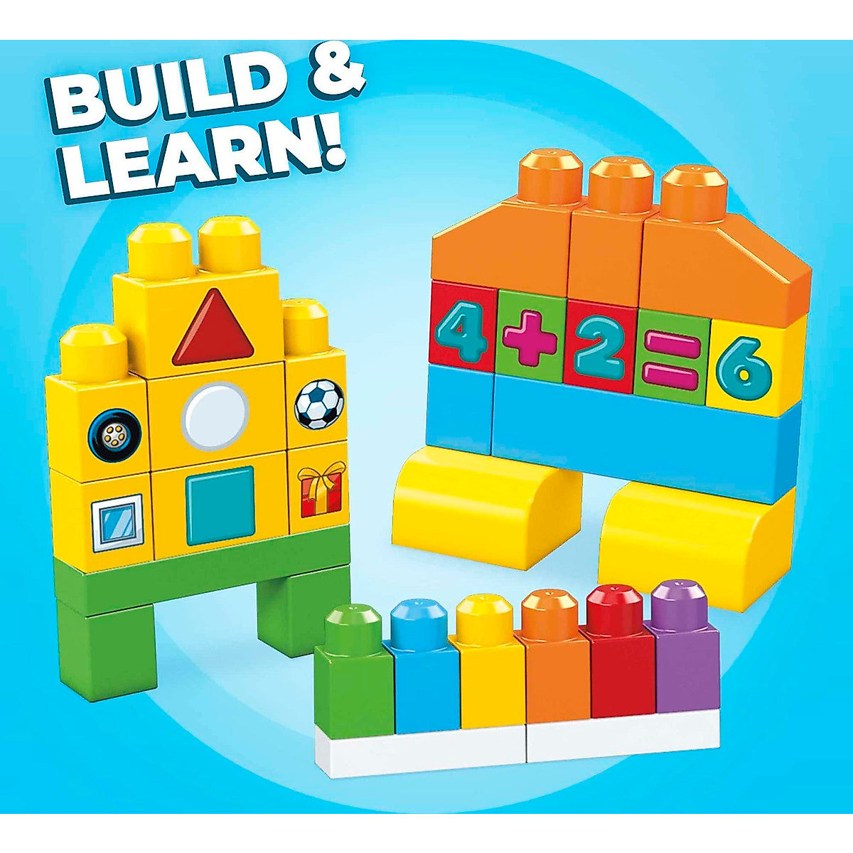MEGA BLOKS 150 Toddlers Blocks Learning Toy Building Set, Let's Get Learning! For Toddlers 1-3