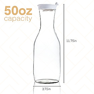 Clear Plastic Water Pitchers Carafes with Flip top Lids Heavy Duty Beverage Pitcher Jug for Juice or iced Coffee Great for Mimosa bar Restuarants ot Schools (3, 50 OZ)