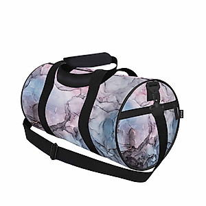 AOYEGO Marble Sports Duffle Bag Modern Fluid Alcohol Ink Colors Translucent Mixing Acrylic Paints Men Women Weekender Bag For Traveling Tote Gym Bag Shoulder Overnight Bag Blush Blue
