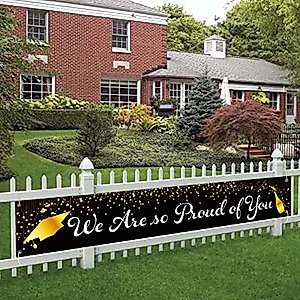Large We are So Proud of You Banner,2022 Graduation Party Decorations,Congratulations Banner Backdrop,,Congrats Grad Backdrop Hanging Banner Outdoor Indoor (9.8 x 1.6 feet)