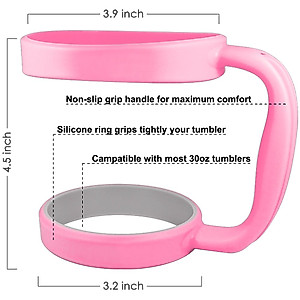 3 Pack 30oz Tumbler Handles, DanziX Mug Handle or Cup Holder Replacement- Black, Pink,Blue