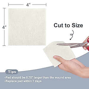 LotFancy Calcium Alginate Wound Dressing Pads, 4"x 4" Patches, 10 Pack, Non-Stick Padding, Highly Absorbent Dressing, Soft Comfortable Medical Wound Dressing for Skin Healing Support