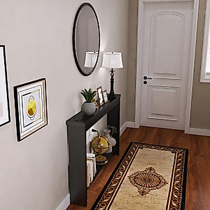 ZGREN Narrow Sofa Table with Outlet, USB Ports and Charging Station - Skinny Console Table for Living Room and Entryway, Black