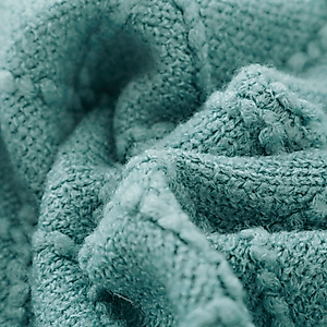 BOURINA Dark Cyan Throw Blanket 50x60 Inches Throw Textured Solid Soft Sofa Couch Decorative Knit Blanket