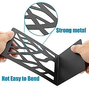 Black Metal Bookends, 3 Pairs Book Ends for Shelves, Book Stopper for Family, Office and School, Heavy Duty Book End, 4.7 x 3.6 x 7 Inch