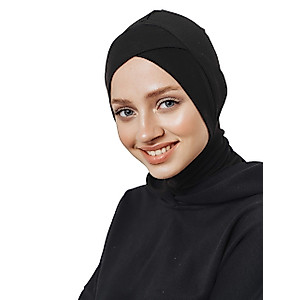 VeilWear Instant Hijab for Headphones and Glasses, Sport Head Scarf, Ready to wear Muslim Accessories for Women (Black)