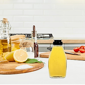 Angoily Honey Dispenser, 4 PCS Plastic Honey Jars, 16 Oz Empty Squeeze Honey Container, Clear Honey Squeeze Bottle with Leak Proof Flip-Top Caps, Honey Bear Bottle Ketchup Sauce Bottle