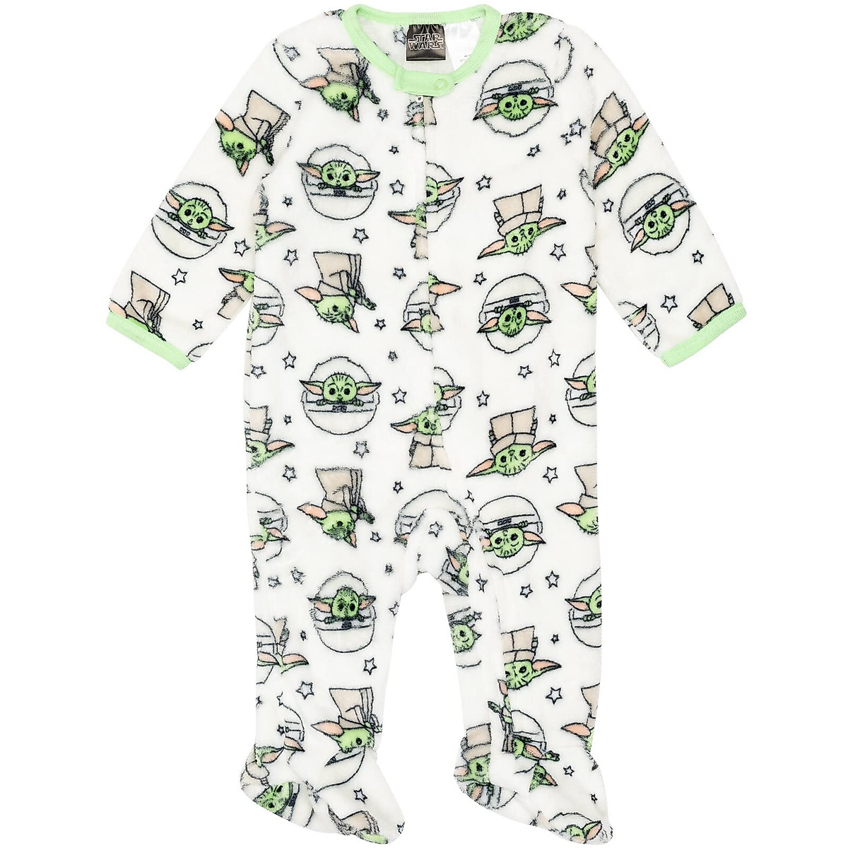 STAR WARS The Mandalorian The Child Newborn Baby Boys Zip Up Sleep N' Play White 3-6 Months