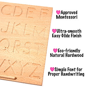 Montessori Mama Alphabet Tracing Board | Learn to Write Letter Boards | Educational Toys Preschool Learning | Reversible Wooden Letters Alphabet Toys