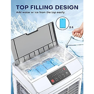 BALKO Evaporative Air Cooler, 2100CFM Windowless Air Conditioner w/7H Timer & Remote, 2 Modes, 8 Gal Water Tank Cooling up to 700 Sq.ft, Swamp Cooler Air Conditioner Portable for Room Garage Outdoor