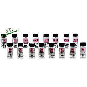 Rare Earths Metals Set 16 Elements Scandium to Lutetium in Labeled Glass Vial with Acrylic Table