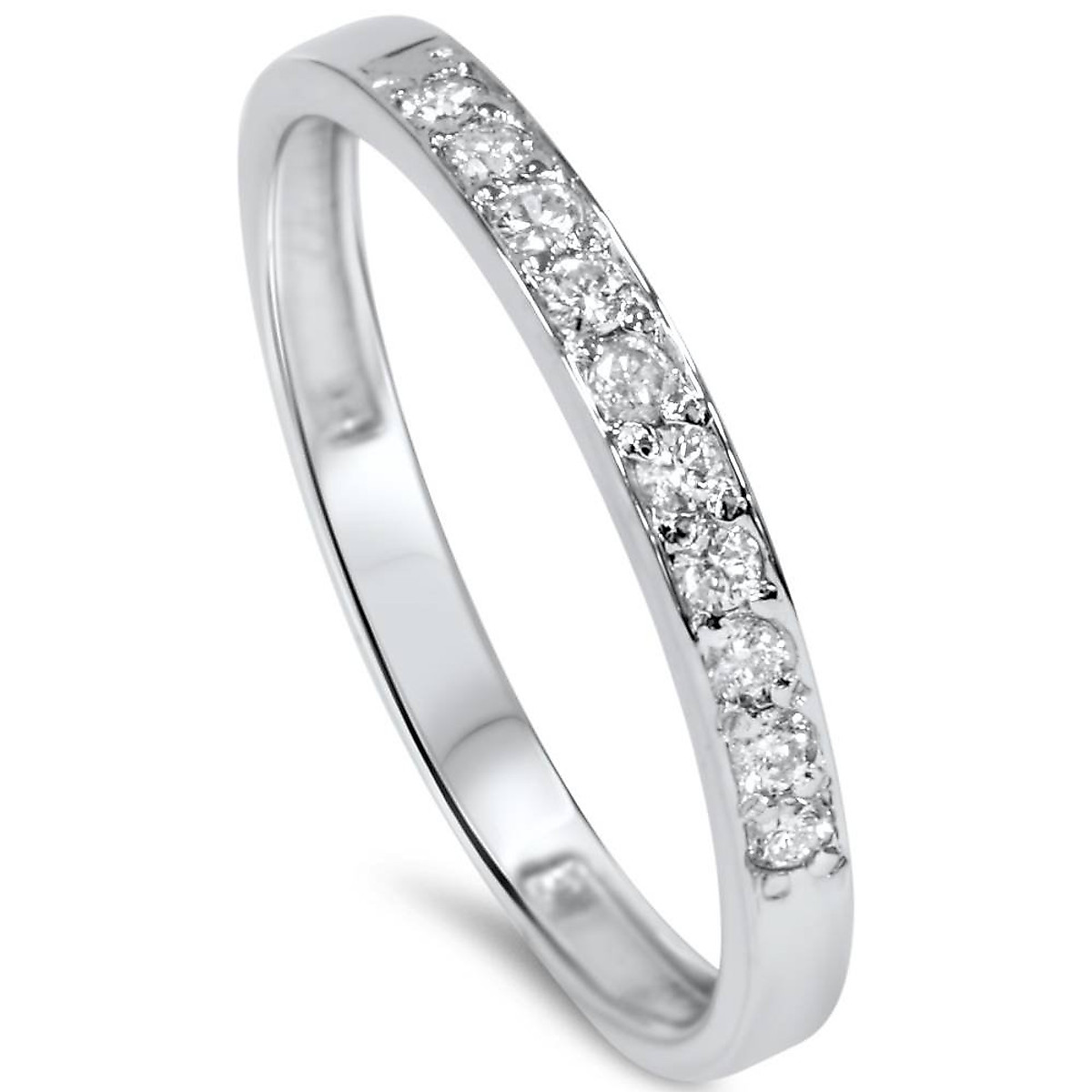 P3 POMPEII3 1/4ct Diamond Stackable Wedding Ring 14K White Gold - Size 4.5