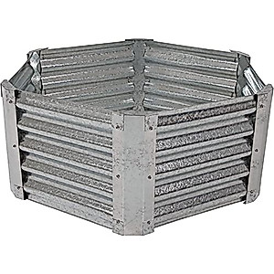 Sunnydaze 40" Hexagon Galvanized Steel Raised Garden Bed Kit - Outdoor Metal Planter for Plants and Vegetables - Silver