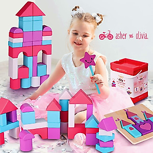 Large Building Wooden Blocks for Babies and Toddlers- 1-3 Years with Princess Castle Wooden Jigsaw Puzzles & Wand- Educational Montessori Fairytale Building Blocks for Toddlers