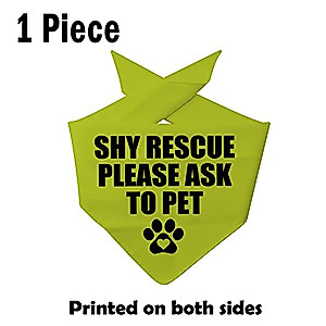 1 Piece Rescue Dog Shy Rescue Please Ask to Pet Dog Bandana Ask to Pet Handkerchief Scarf (Shy Rescue Yellow)